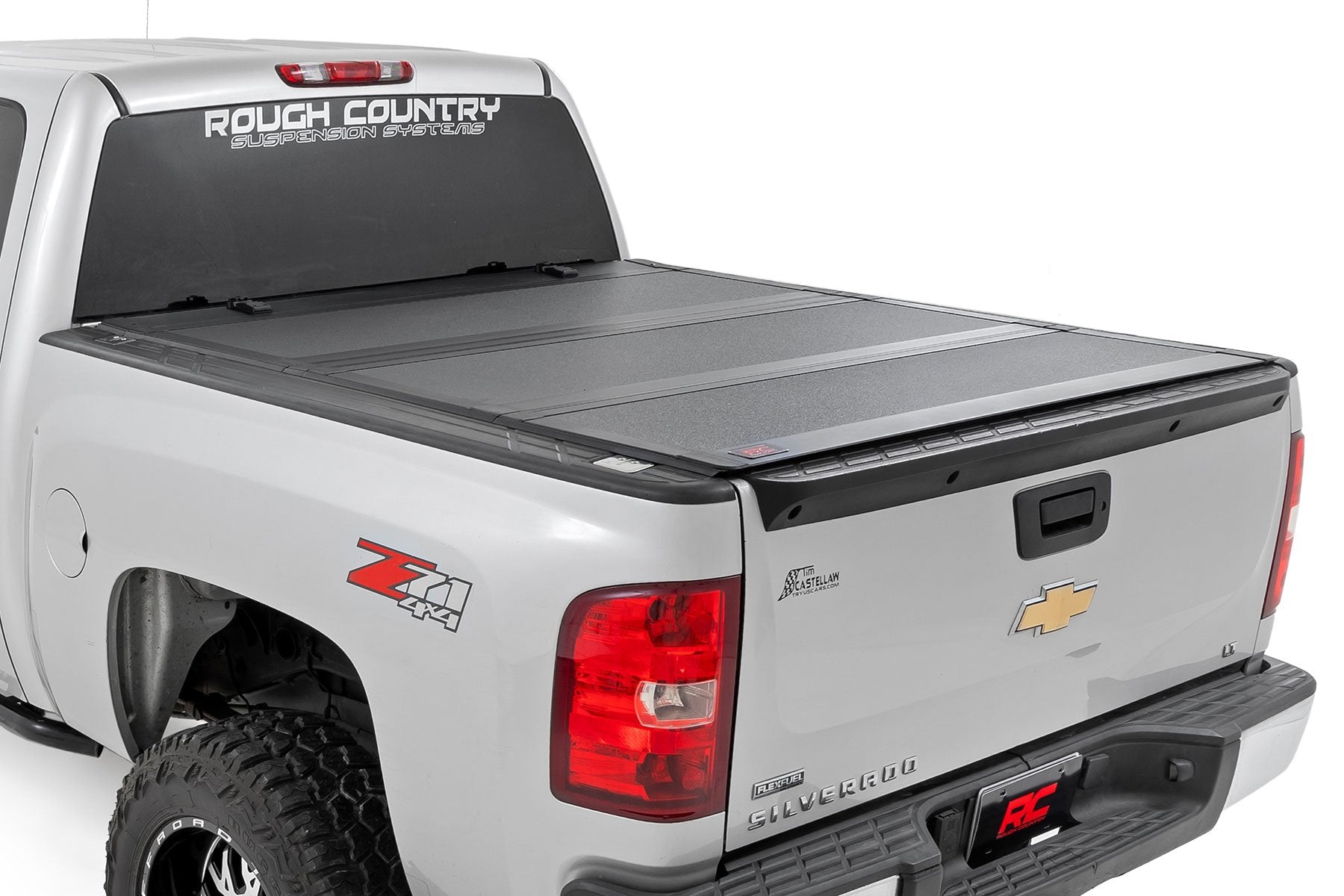 Rough Country | Hard Tri-Fold Flip Up Bed Cover | 5'9" Bed | Chevy/GMC 1500 (07-13) | 49113551 ...