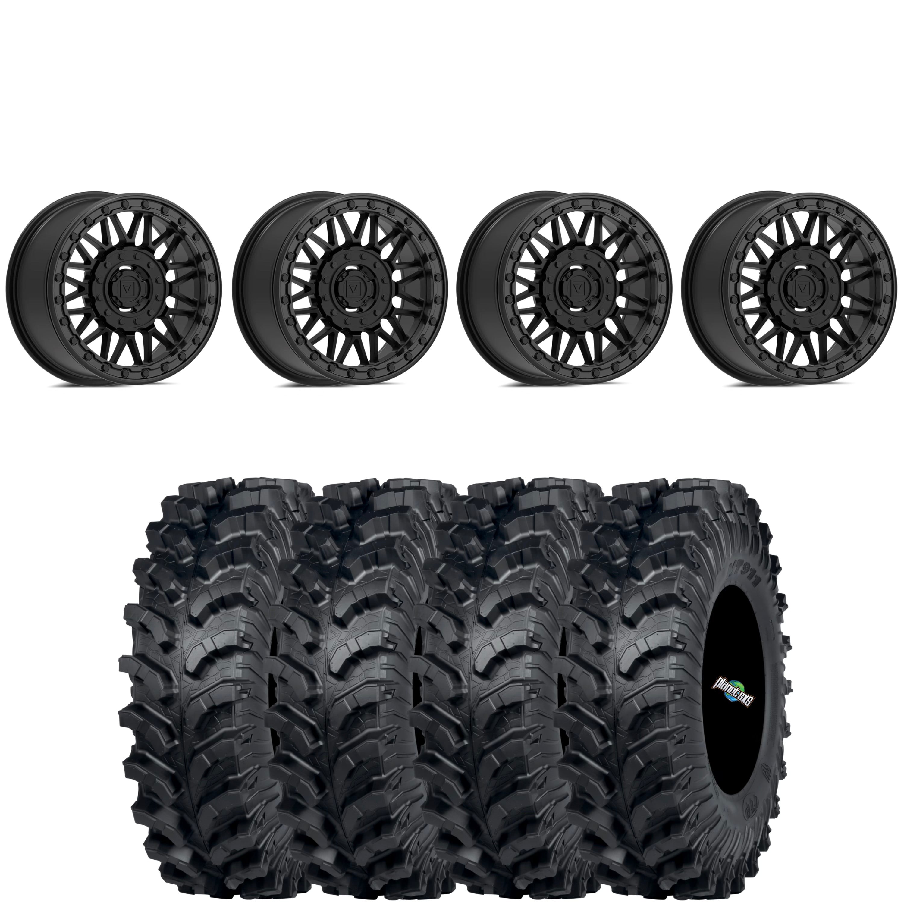 Valor Offroad V08 Satin Black Beadlocks on ITP MT911 tires – PlanetSXS.com