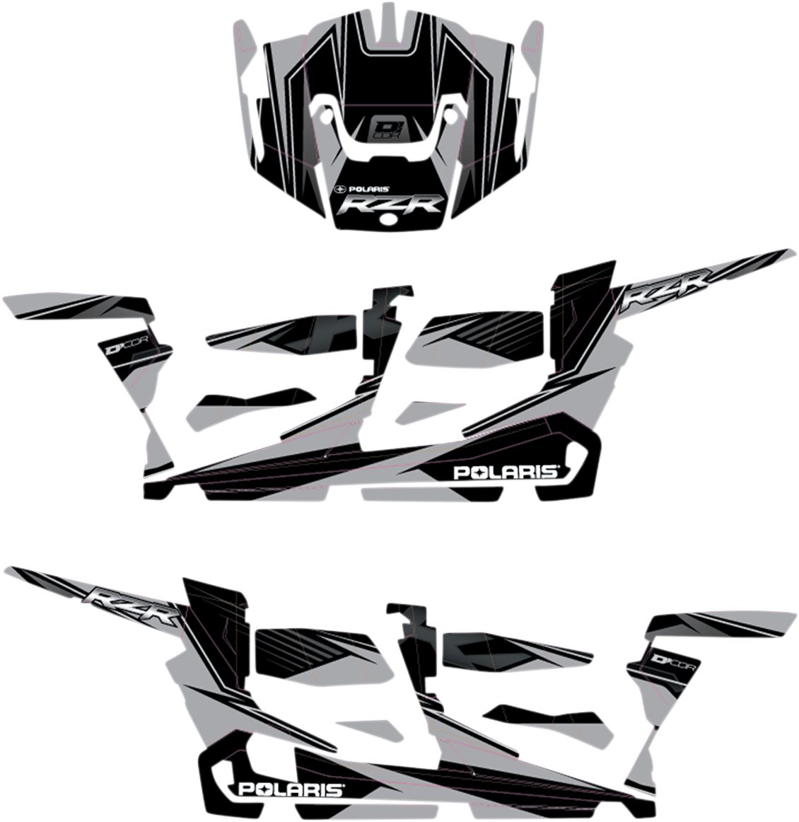 D'COR VISUALS Complete Graphics Kit - Silver/Black - 4-Door - Part Num ...