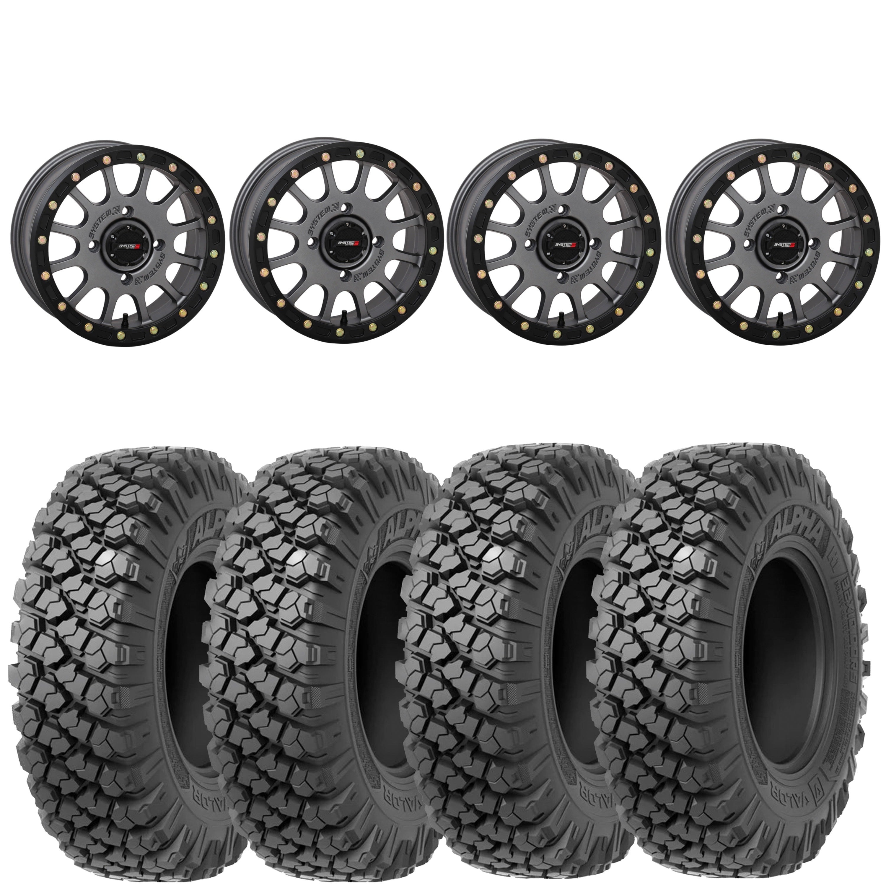 System 3 SB5 Beadlock mounted on Valor Alpha tires Set of 4 – PlanetSXS.com