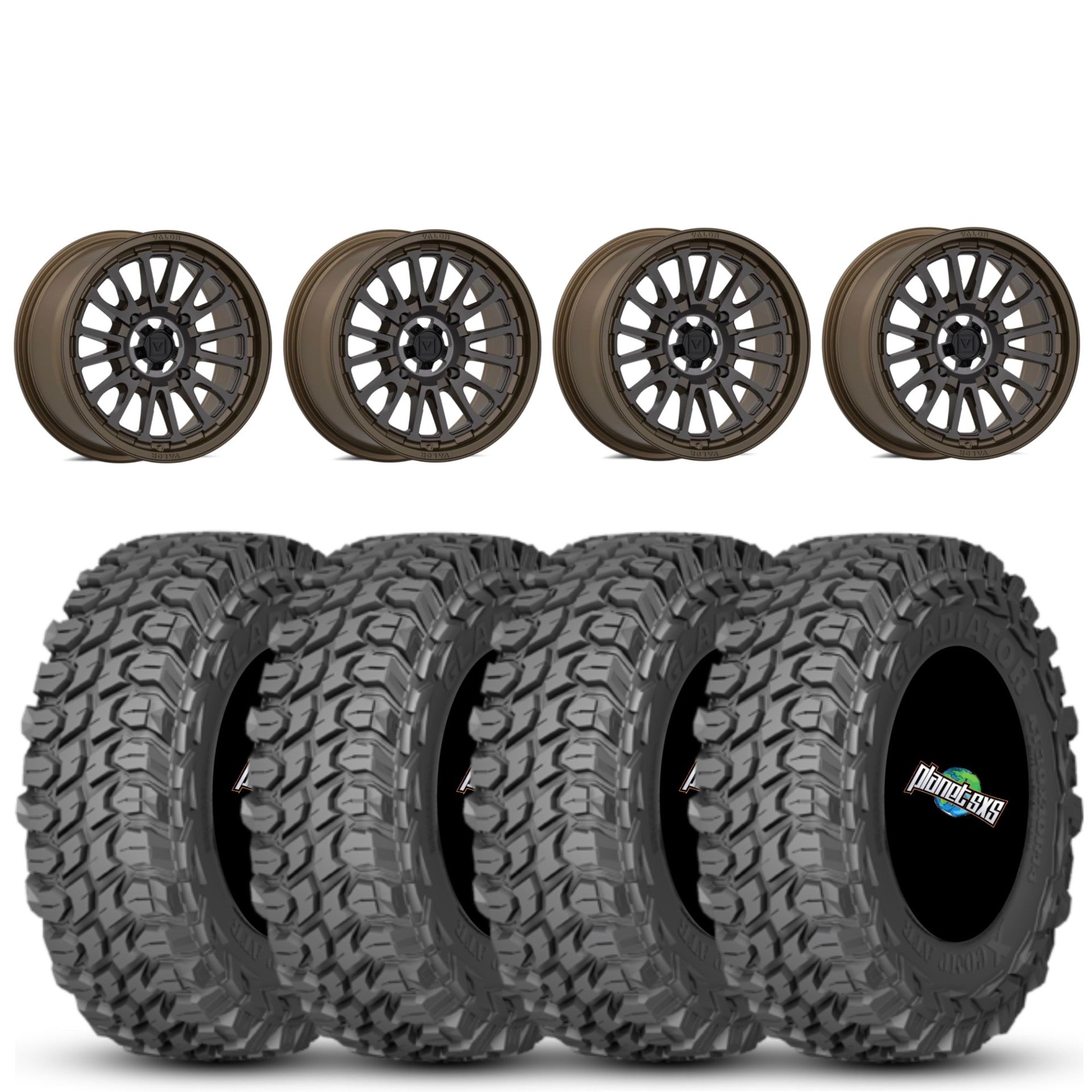 Valor V14 15x7 Root Beer 5+2 5/4.5 on Gladiator X Comp 10 Ply 32x10-15 ...