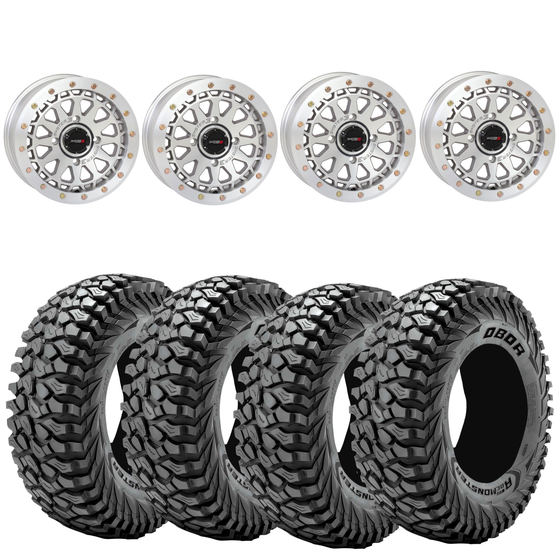 System 3 Machined SB6 beadlocks mounted on Obor Roc Scrapers Set of (4 ...