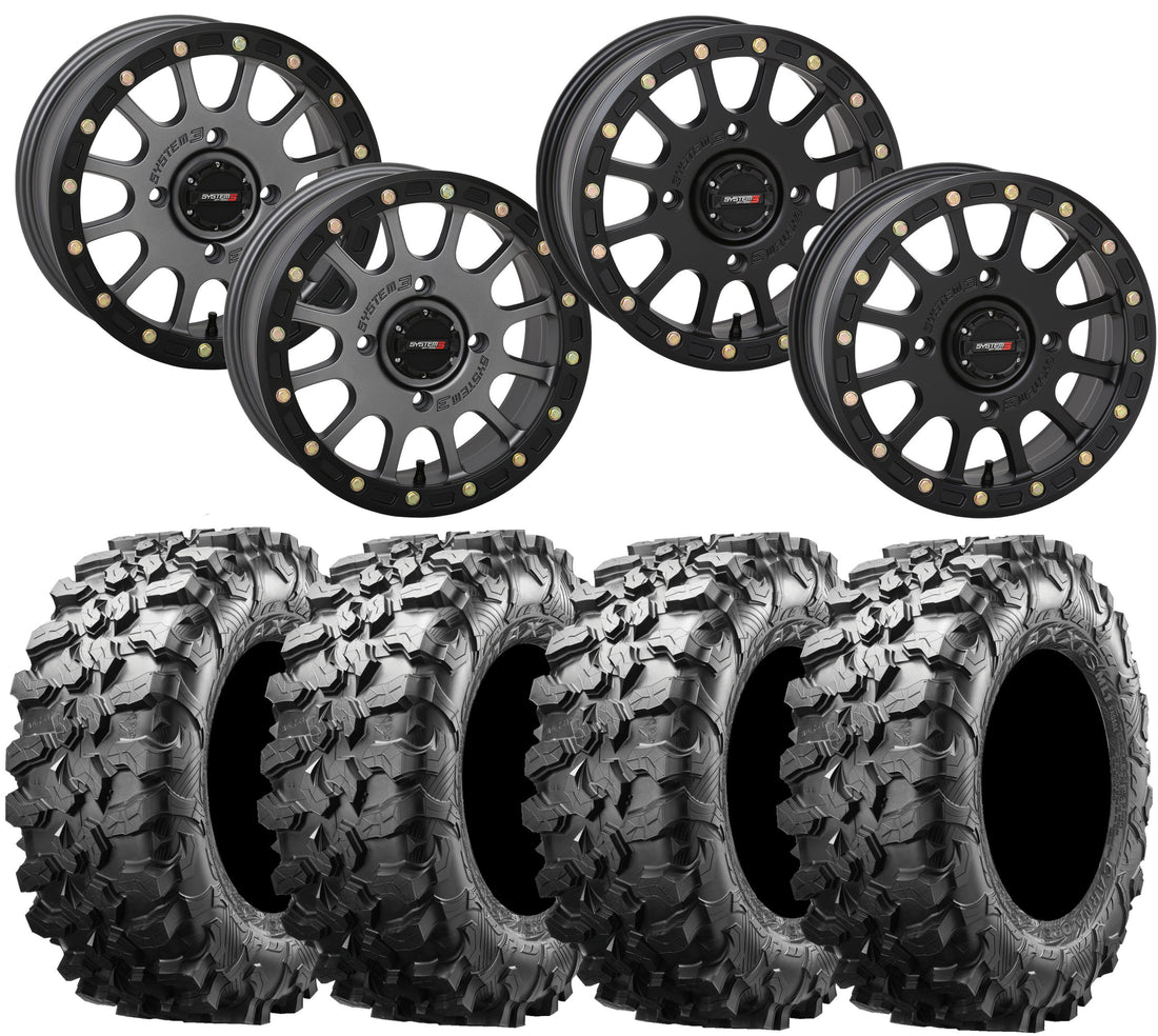 System 3 SB5 Black Beadlock Wheel and Maxxis Carnivore Tire Kit ...